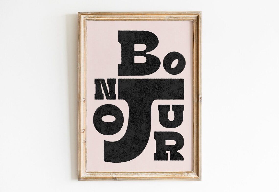 Bonjour Print French Wall Art, Affiche Bonjour, Romantic Wall Art ...