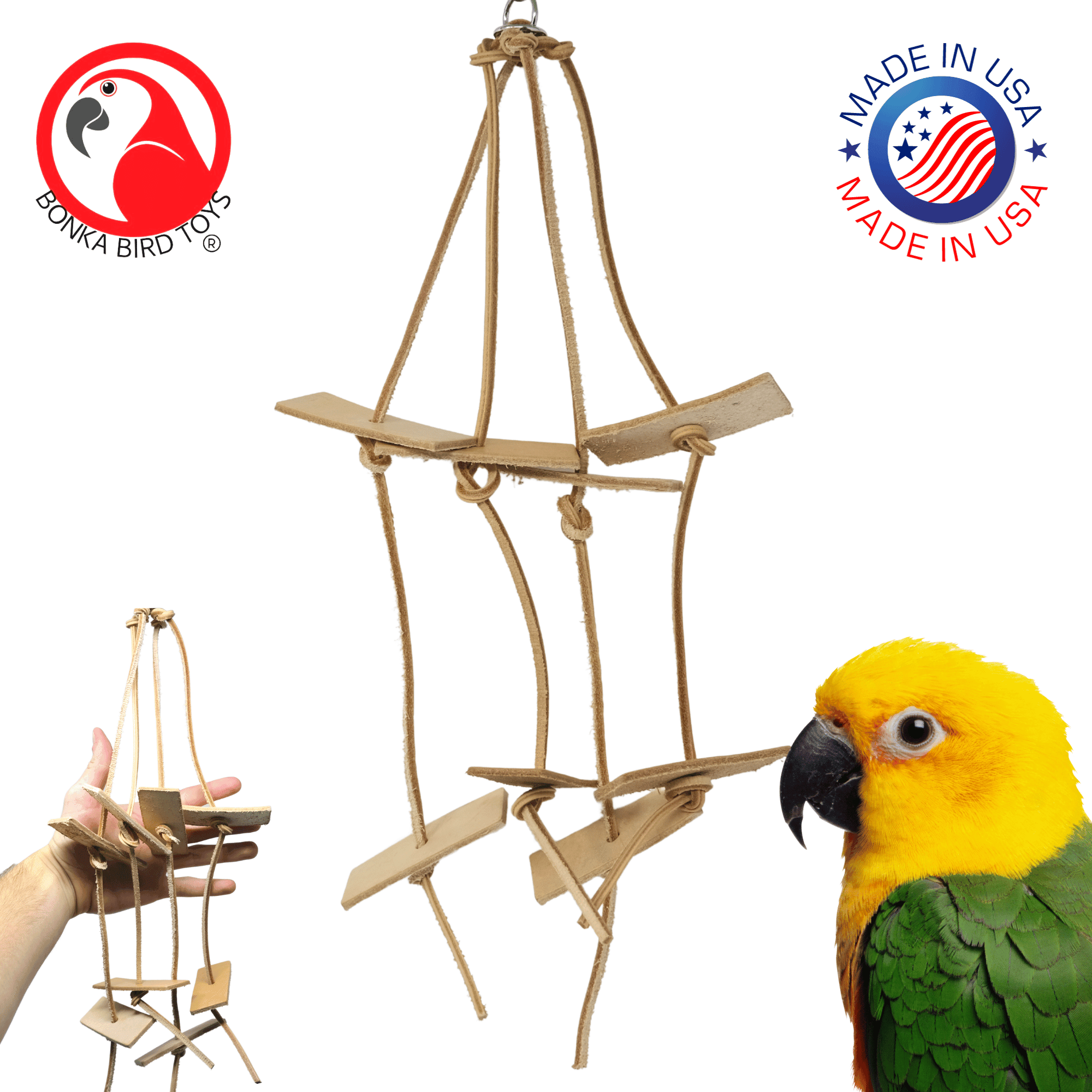 1003 Cliff Natural Leather Bonka Bird Toys Natural Foraging Chewing ...
