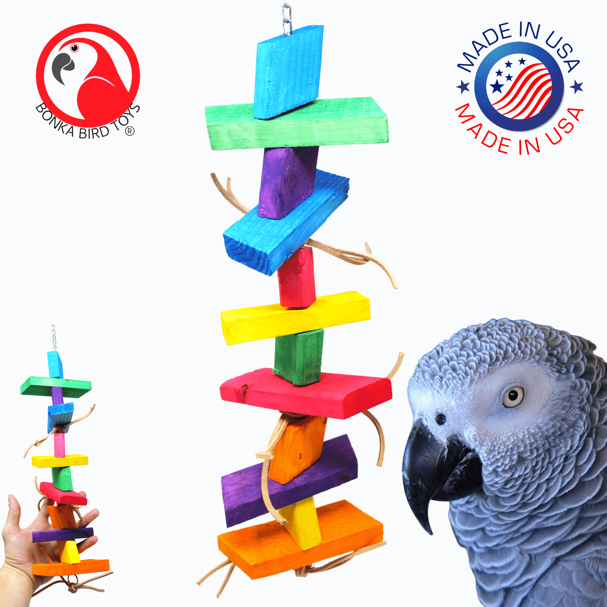 Bonka Bird Toys 1079 Chunky Step Medium Parrot Chew Cage Toy - Walmart.com
