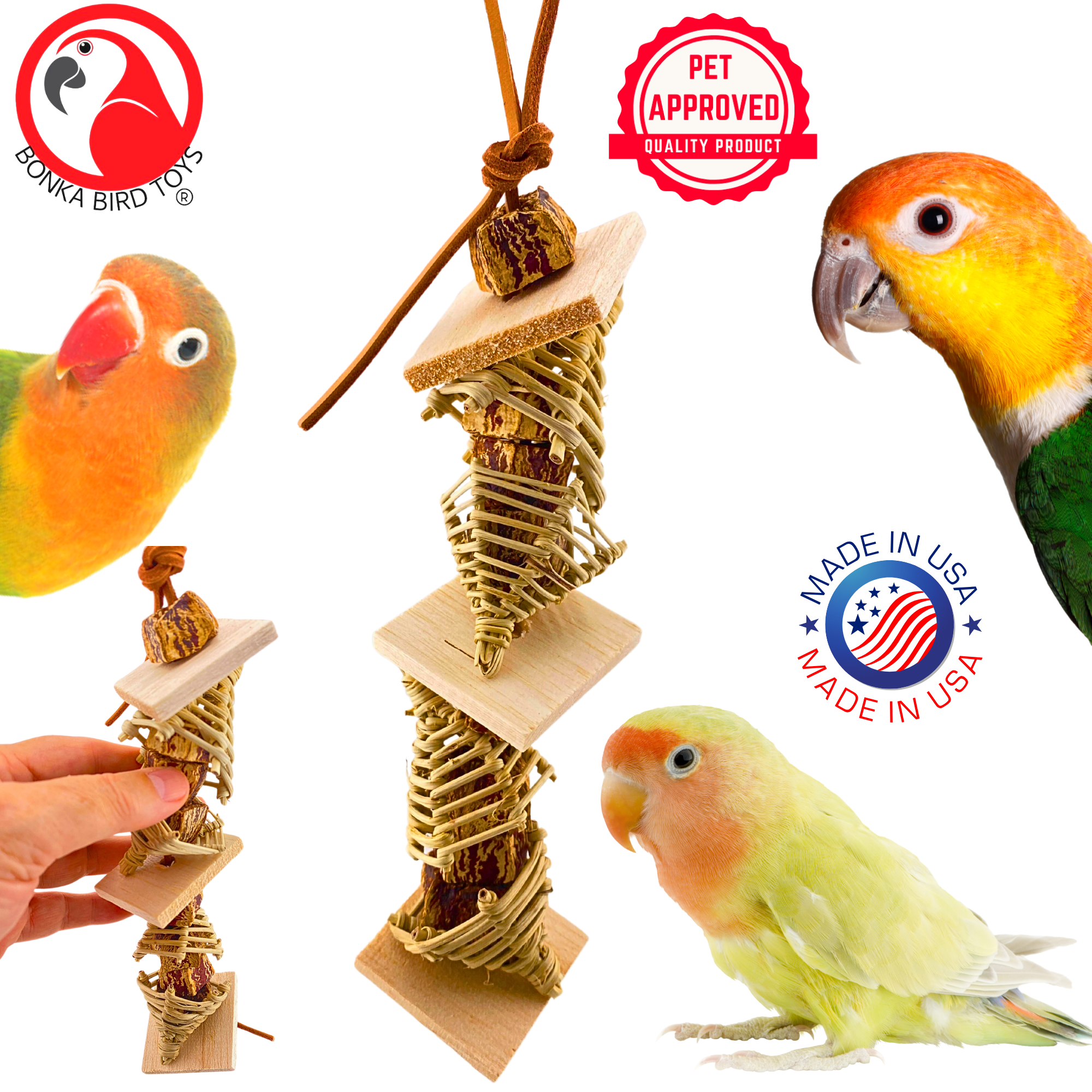 Bonka Bird Toys 1133 Mahogany Maze Natural Chew Forage Parrot Cage Toy ...