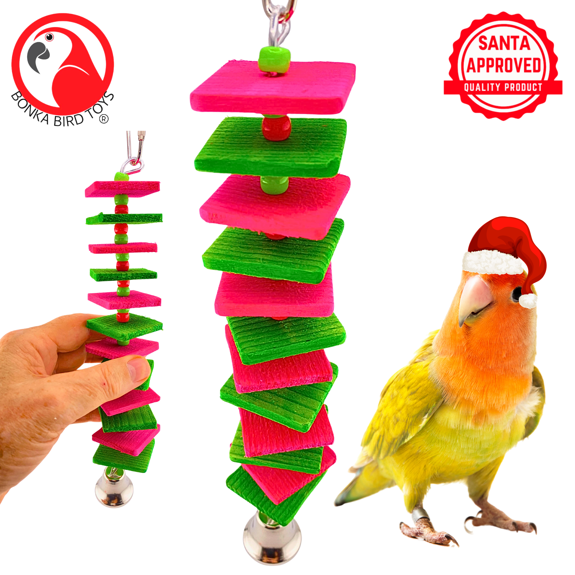Bonka Bird Toys 1134X Christmas Long Mini Step Wood Chew Spin Parrot ...