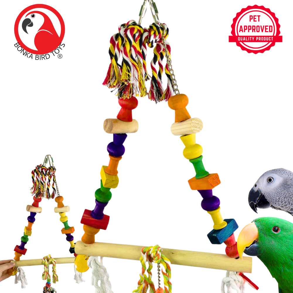 Bonka Bird Toys 1383 Spindle Swing Chew Tug Play Parrot Cage Toy ...