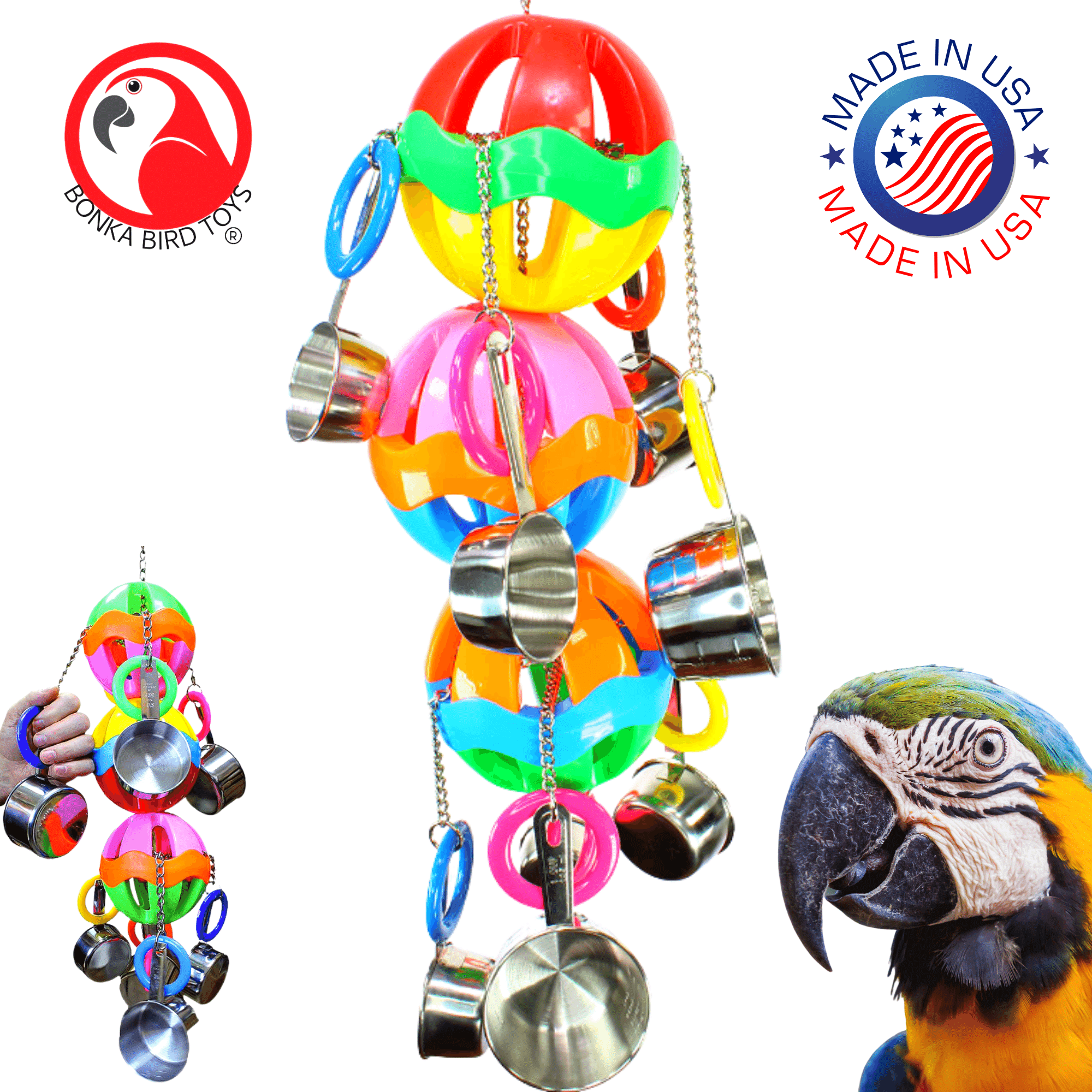 Bonka Bird Toys 1429 Huge Triple Tuff Pot Tug Pull Puzzle Cage Toy ...