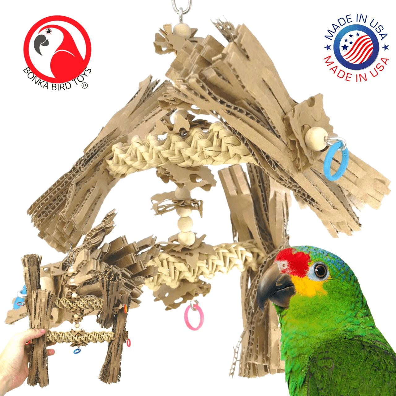 Bonka Bird Toys 1557 Duo Natural Helix Chew Shred Forage Parrot Cage ...