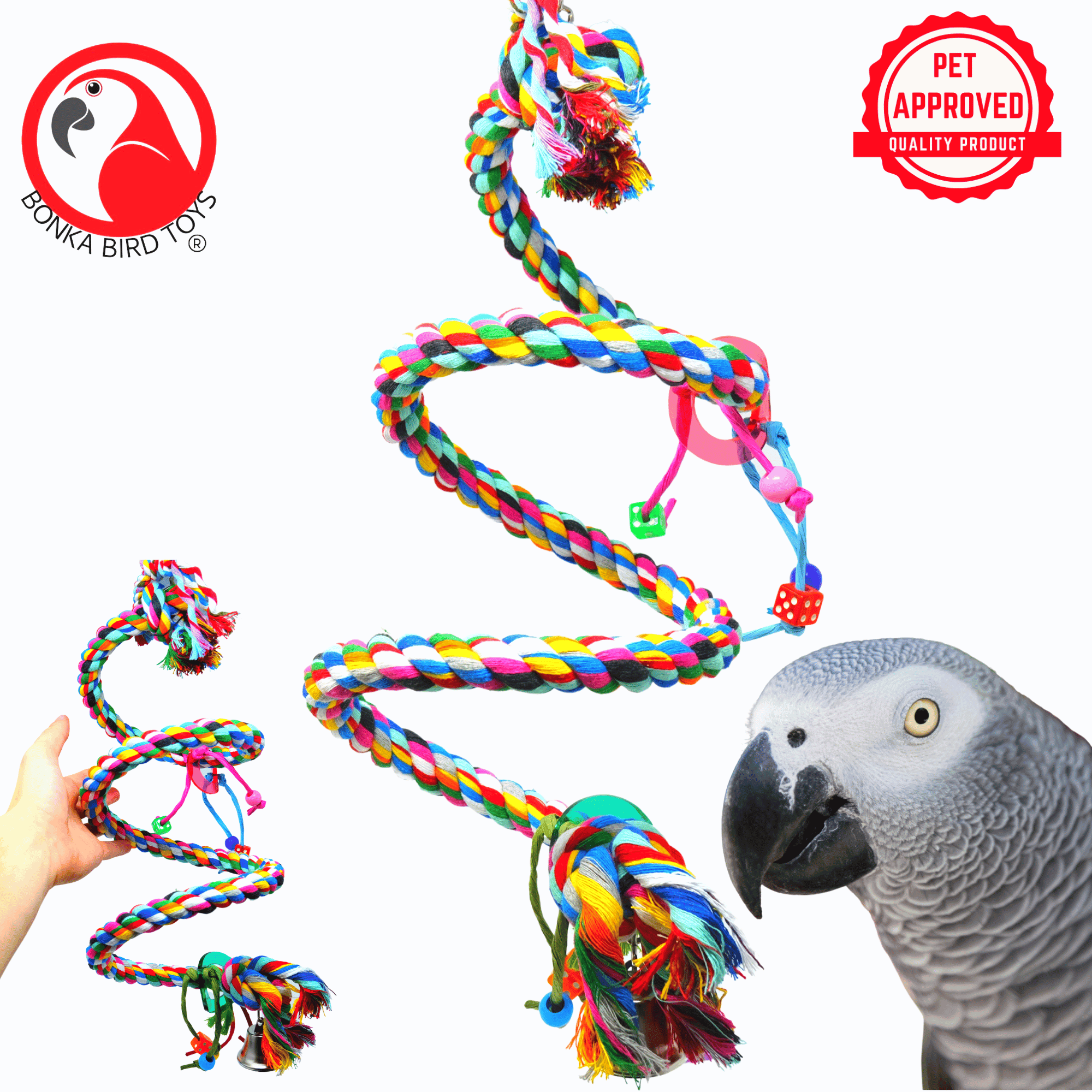 Bonka Bird Toys 1960 Medium Rope Coil Boing Charm Swing - Walmart.com