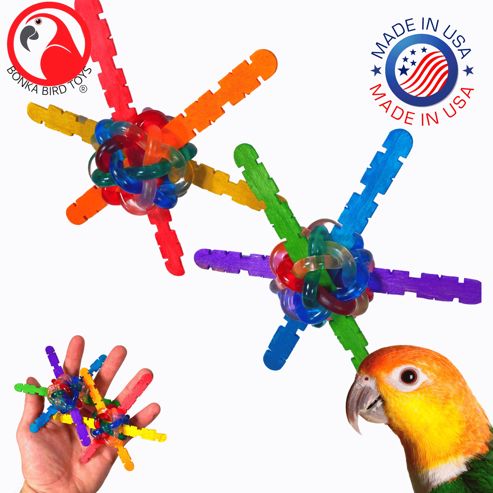 Bonka Bird Toys 2201 Pk2 Mini Stick Ball Foot Talon Craft Part ...