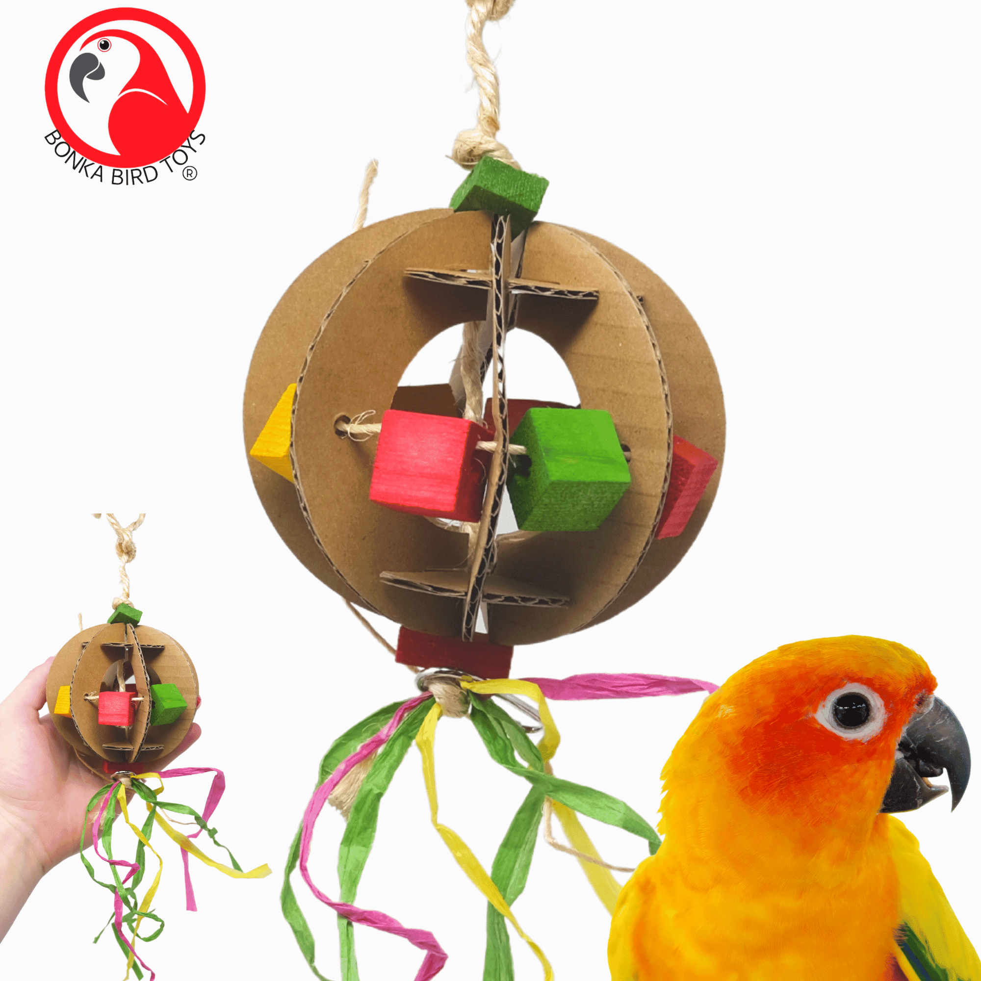 Bonka Bird Toys 2414 Small Cardboard Globe Natural Chewy Bird Toy ...
