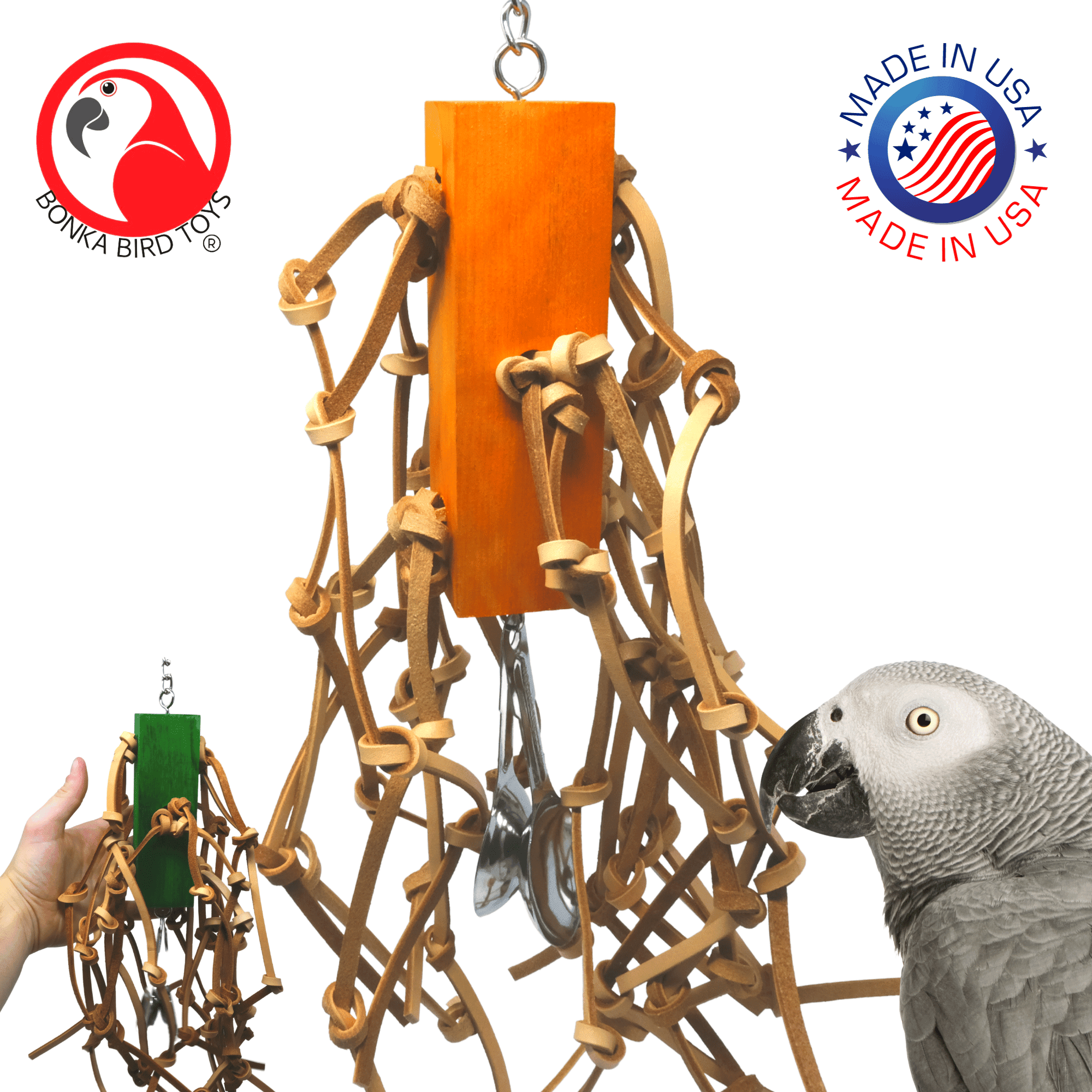 Bonka Bird Toys 2554 Mega Leather Large Parrot Chew Cage Toy - Walmart.com