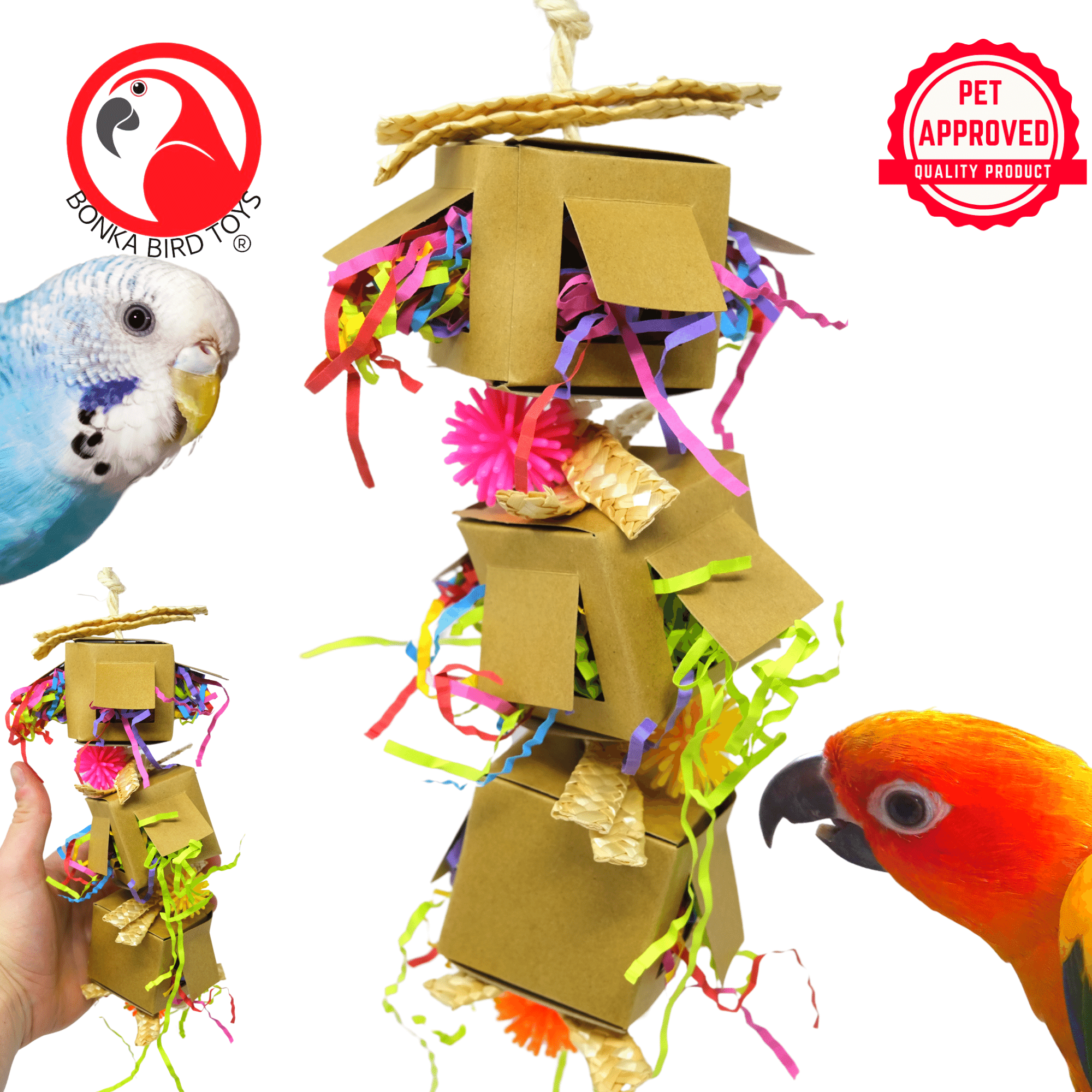 Bonka Bird Toys 2585 Peekaboo Box Forage Chew Parrot Cage Toy - Walmart.com