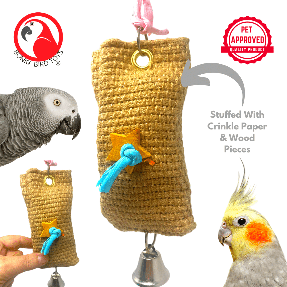 Bonka Bird Toys 2627 Sisal Foraging Pouch Small Medium Parrot Cage Toy ...