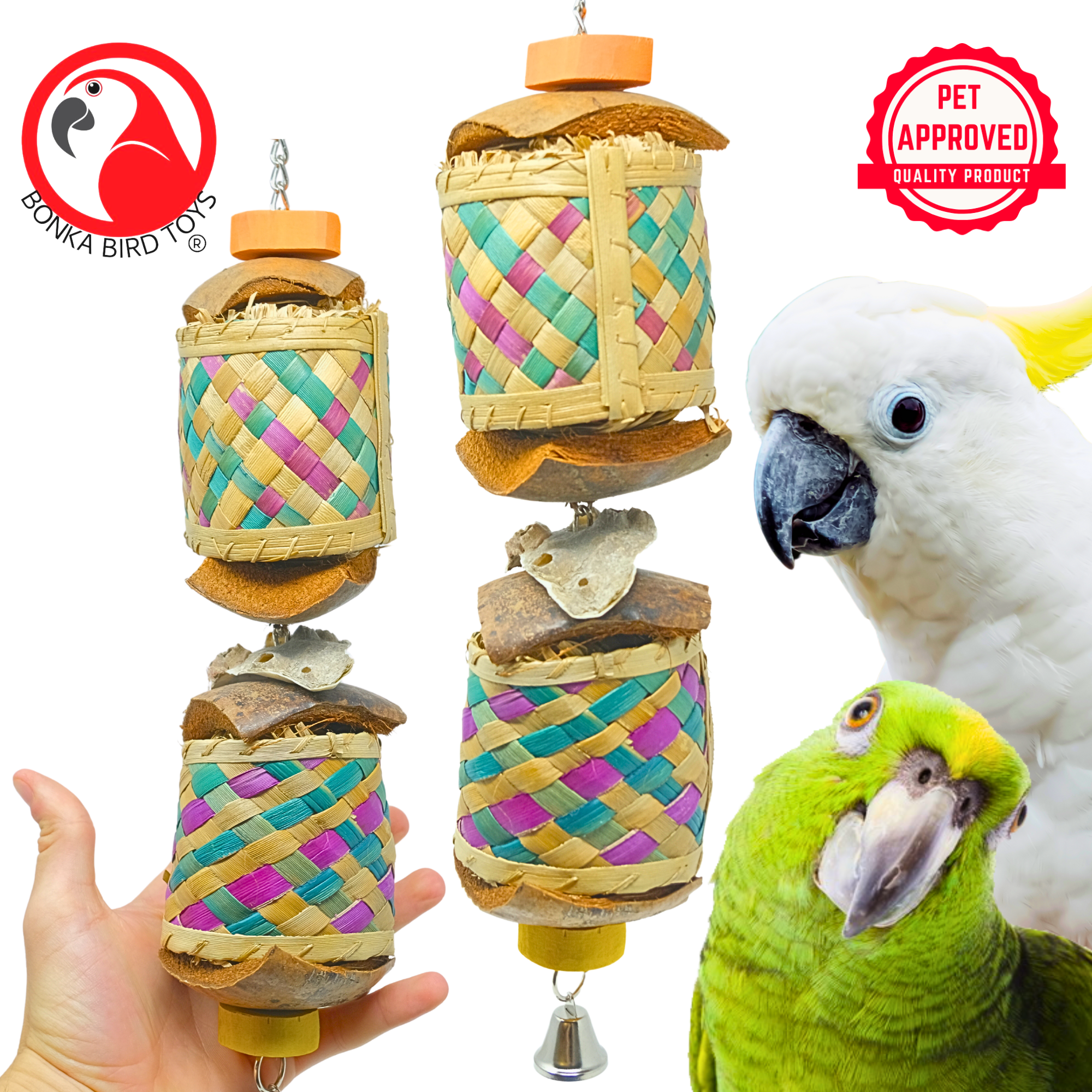 Bonka Bird Toys 2651 Barrels Of Fun Natural Forage Chew Shred Parrot ...