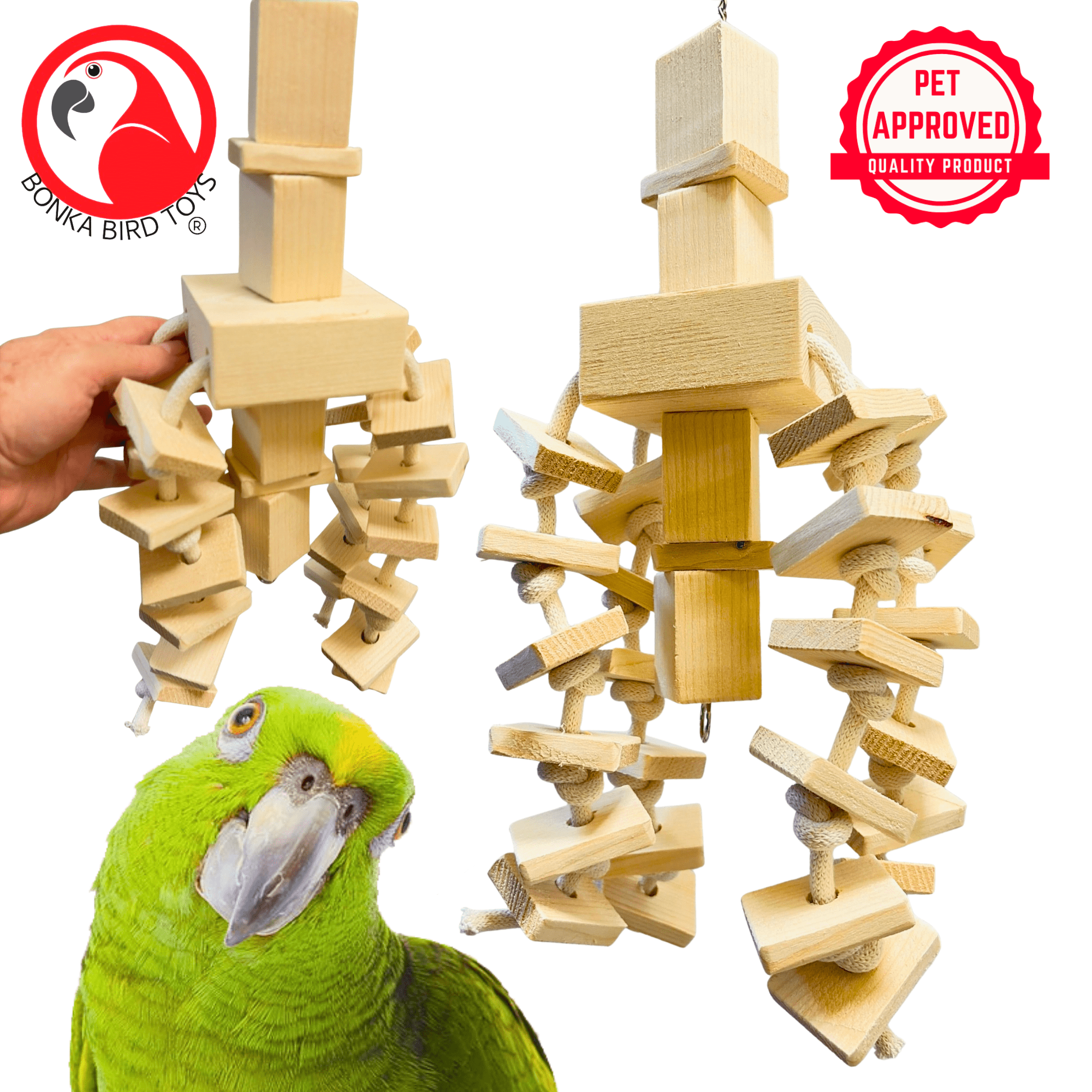 Bonka Bird Toys 2763 Natural Cubic Large Wood Block Slat Chew Parrot ...