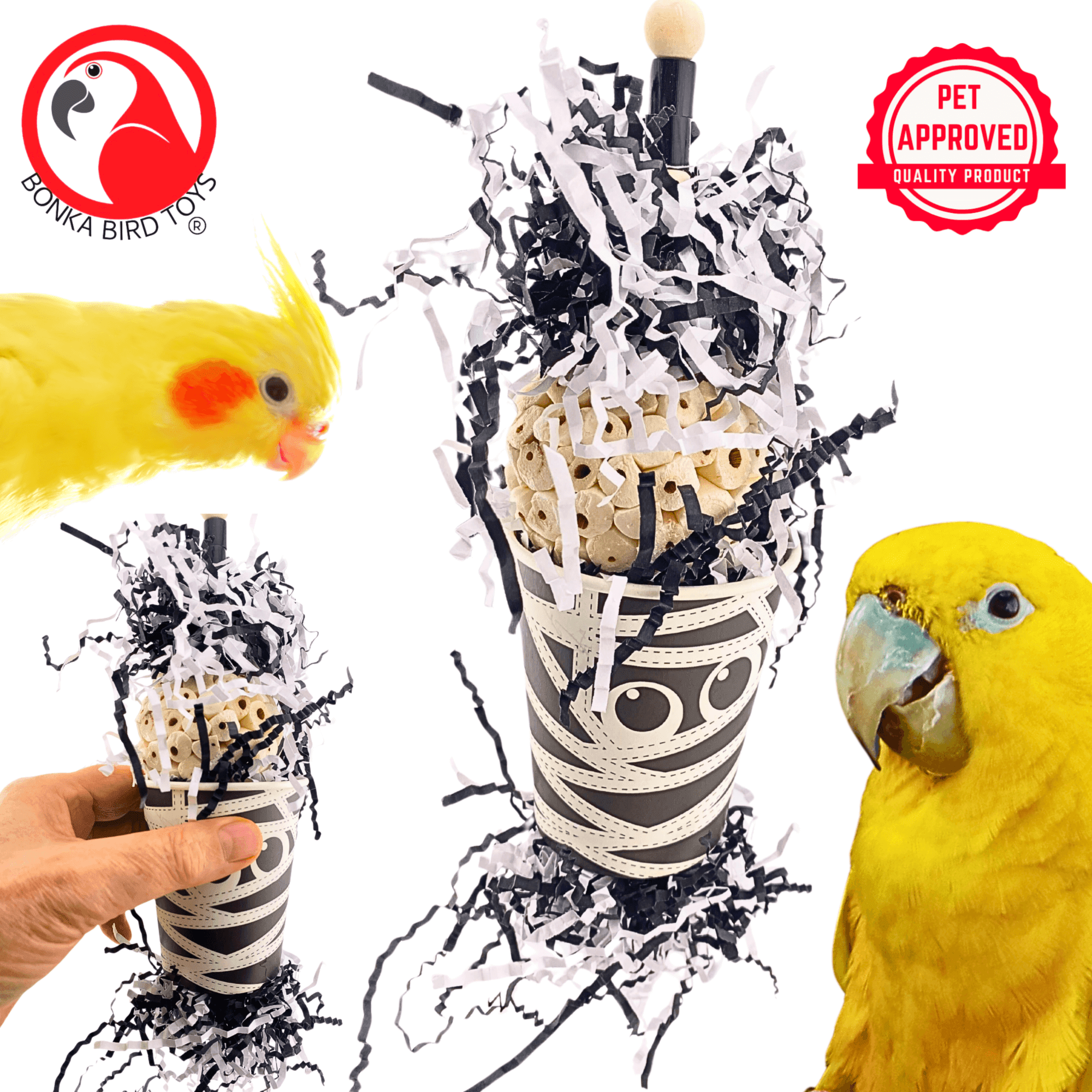 Bonka Bird Toys 2867 Spooky Mummy Ghoulish Sola Atta Treat Chew Parrot ...