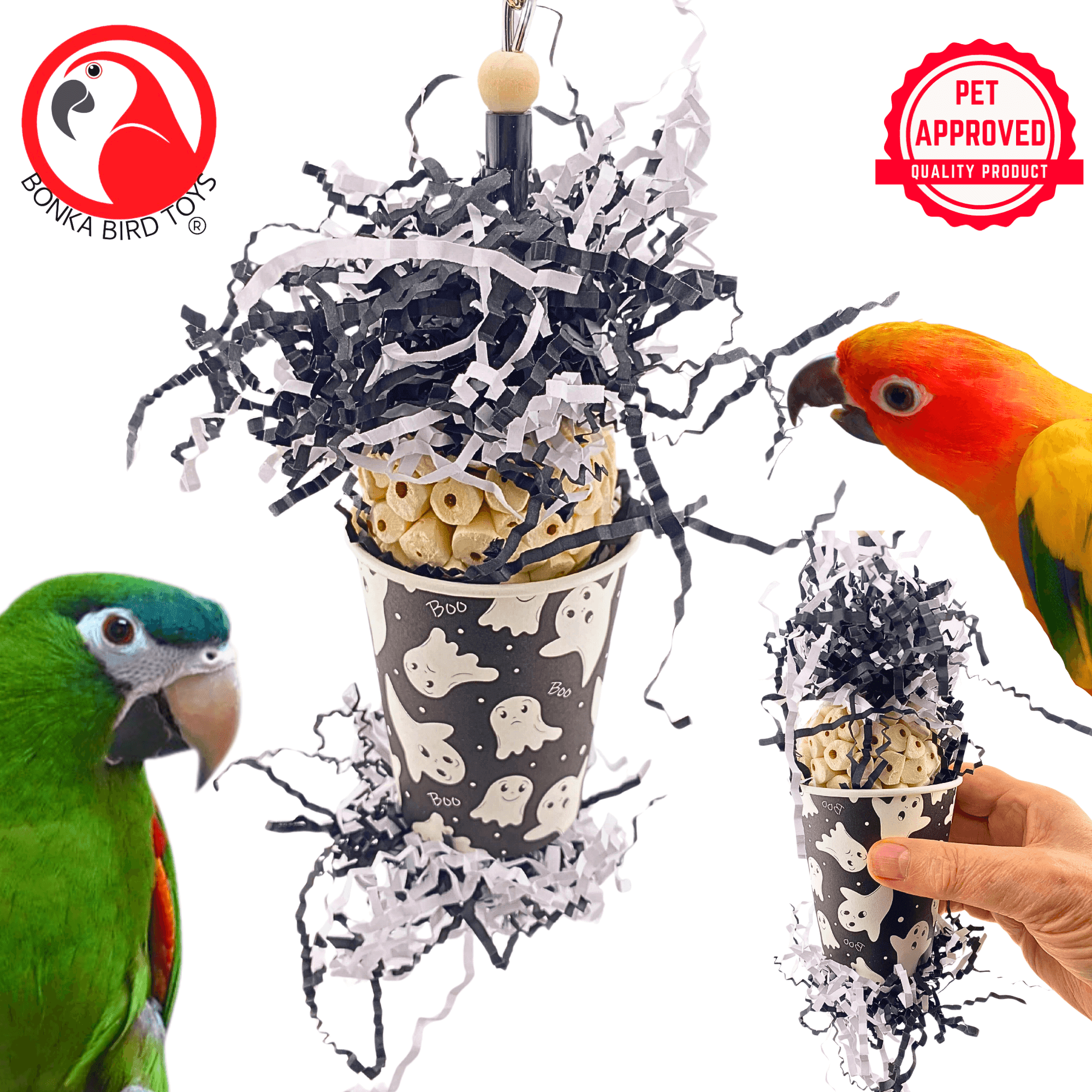 Bonka Bird Toys 2871 Ghost Jumble Sola Atta Chew Shred Forage Parrot ...