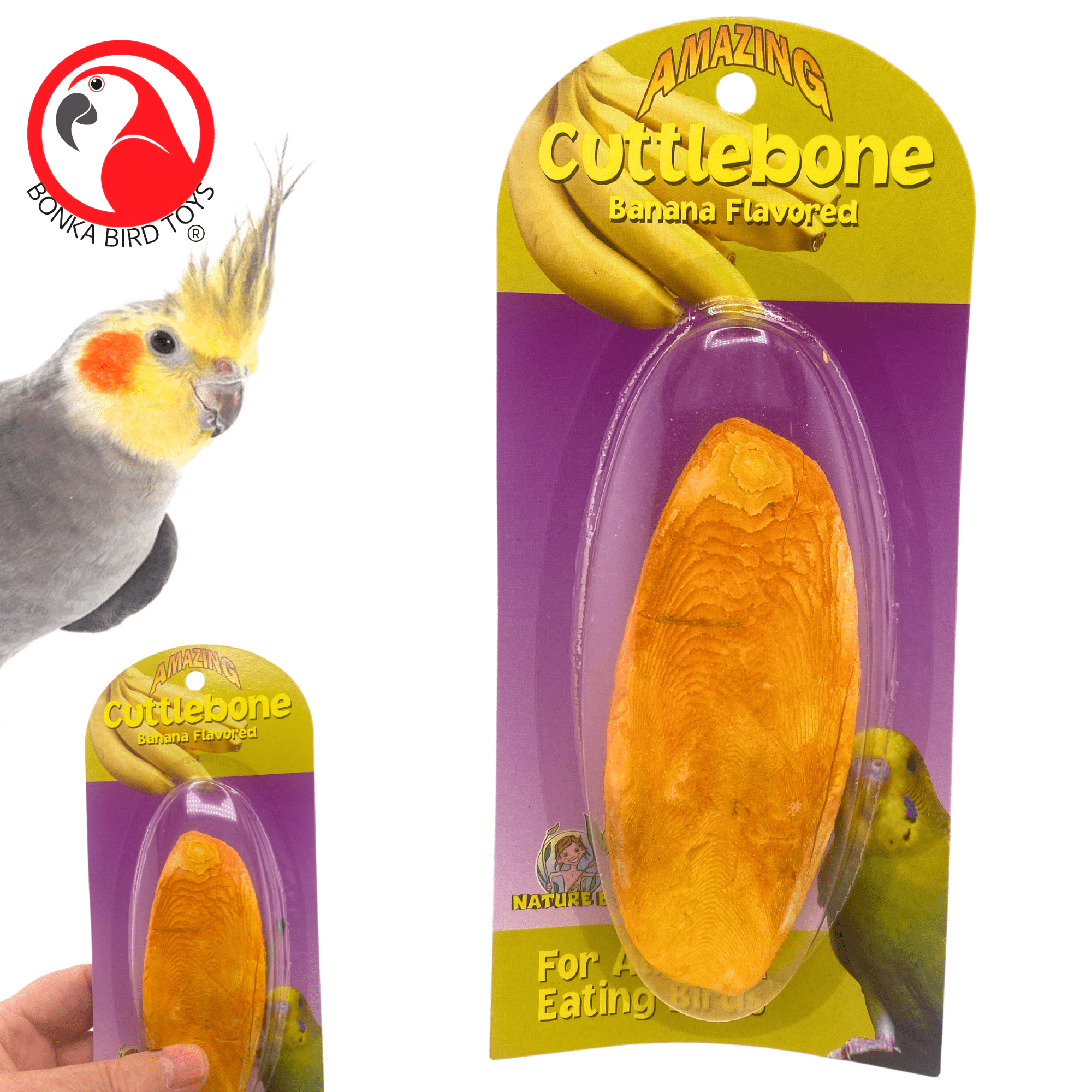 Bonka Bird Toys 30006 Medium Cuttlebone Banana Flavor Calcium Health ...