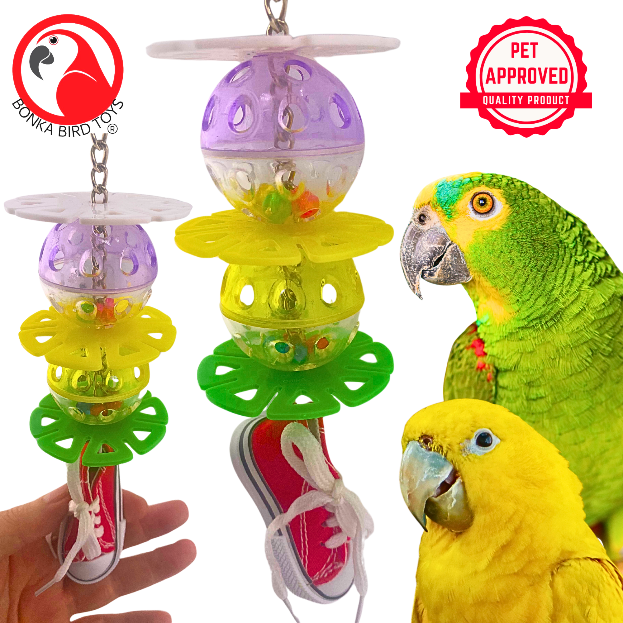 Bonka Bird Toys 3519 Snowball Sneaker Durable Plastic Noise Ball Parrot ...