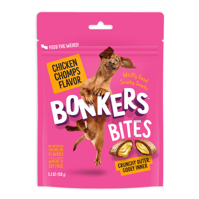 BONKERS Dog Bites, Crunchy & Soft Chicken Chomps Flavored Cat Treats, 5 ...