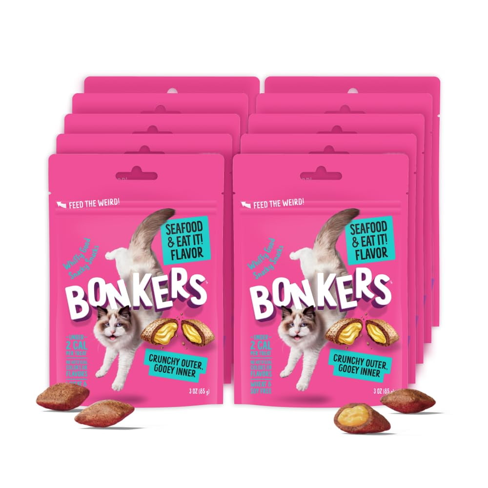 Bonkers Cat Treats Seafood SBF3 & Eat It! Flavor 3 OZ, Cat Treats, Treats for Training, for All ...
