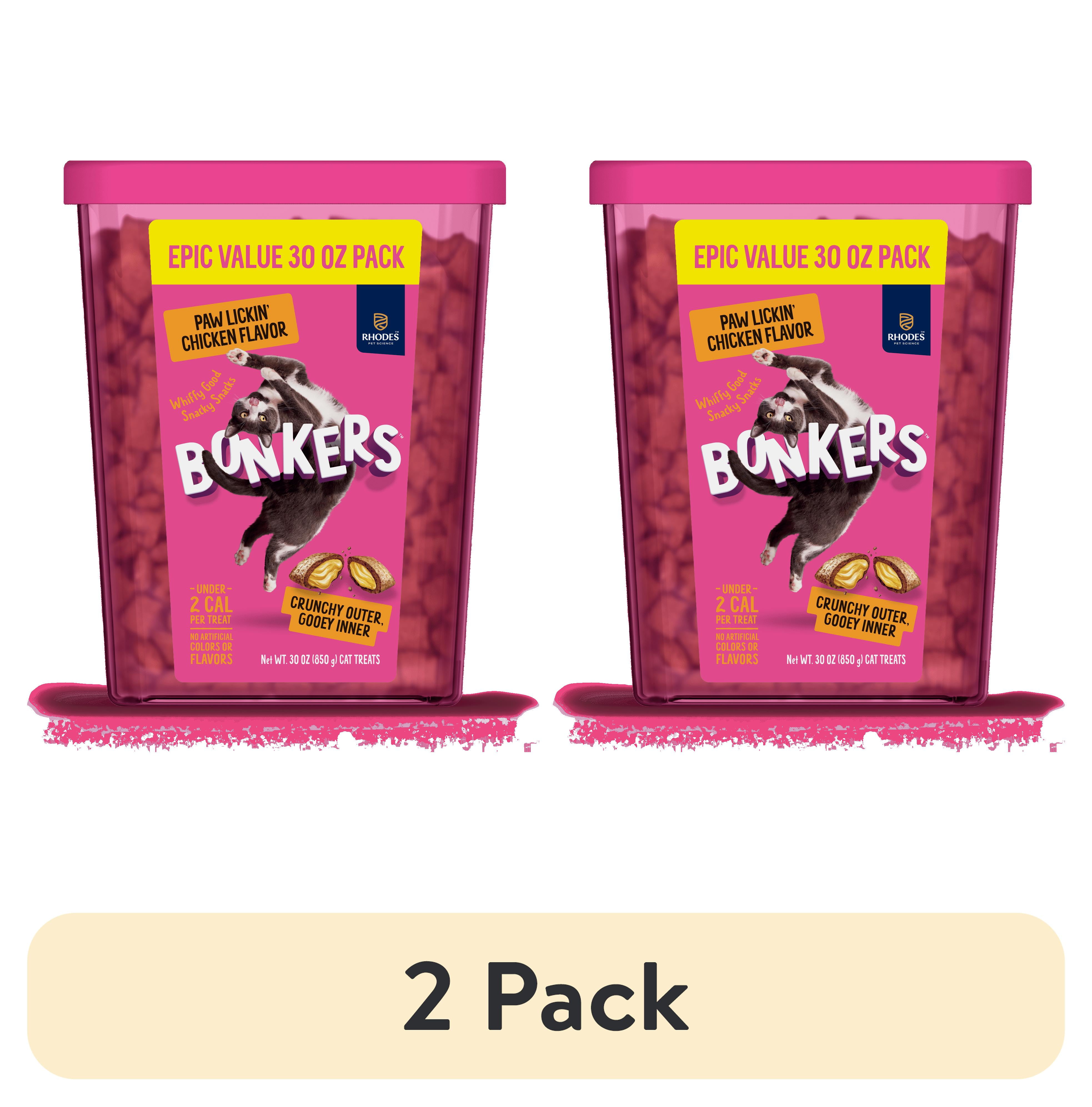 (2 pack) BONKERS Cat Bites, Paw Lickin' Chicken Flavor, Crunchy & Soft ...