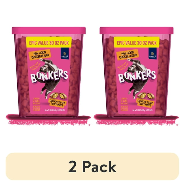 (2 pack) BONKERS Cat Bites, Paw Lickin' Chicken Flavor, Crunchy & Soft ...