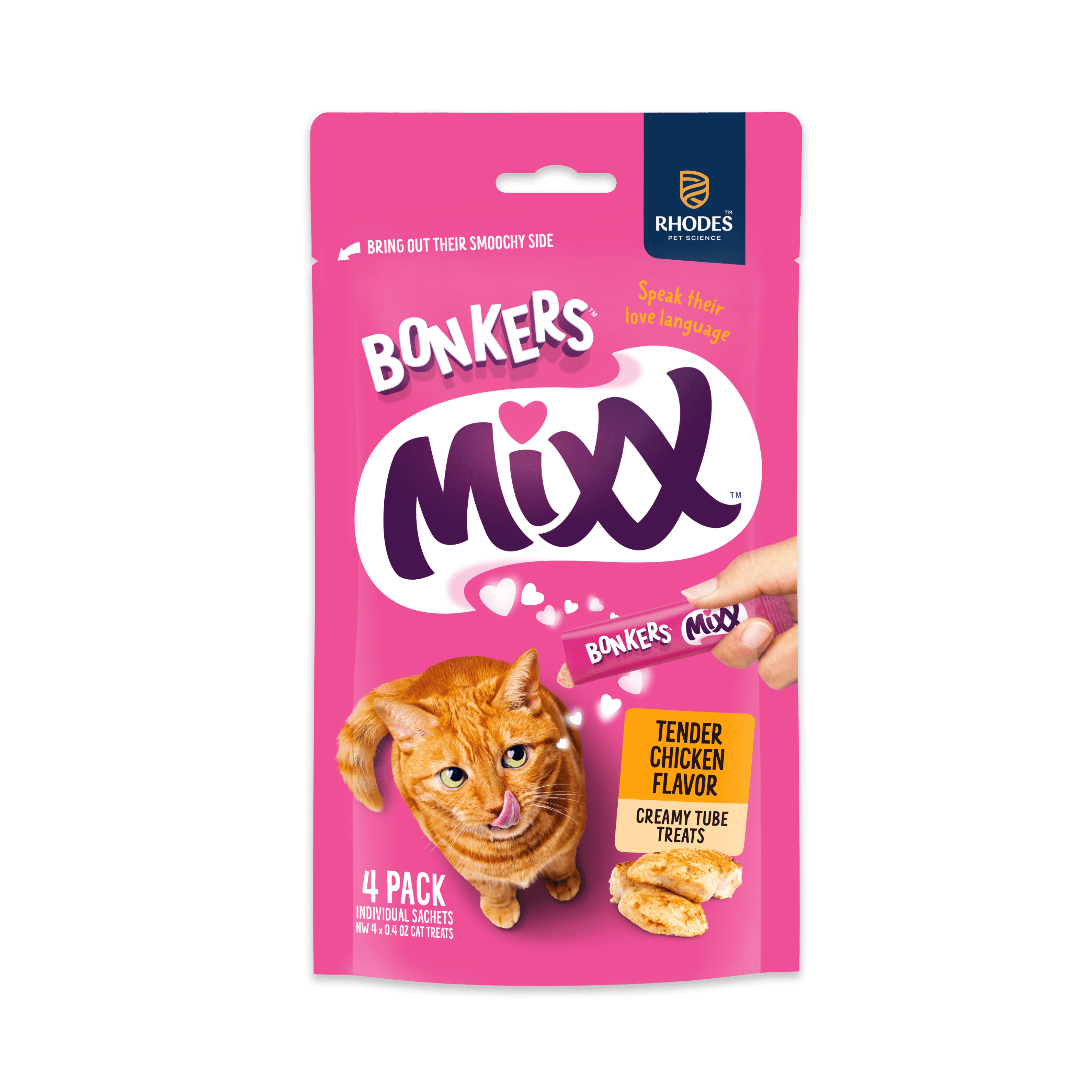 Bonkers Mixx Lickable Tube Treats Tender Chicken Flavor 4 Pack ...