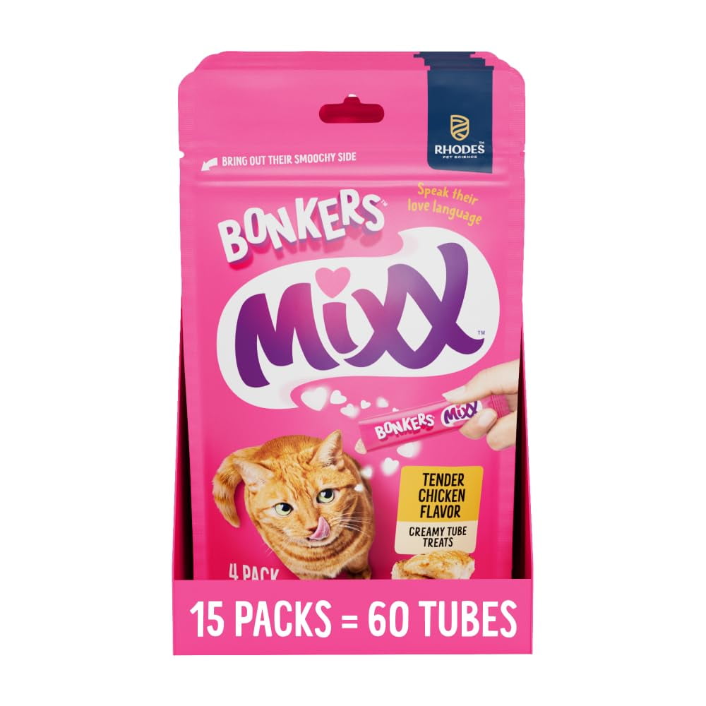 Bonkers Mixx, Wet Lickable IRF13 Tube Tender Chicken Flavor Cat Treats ...