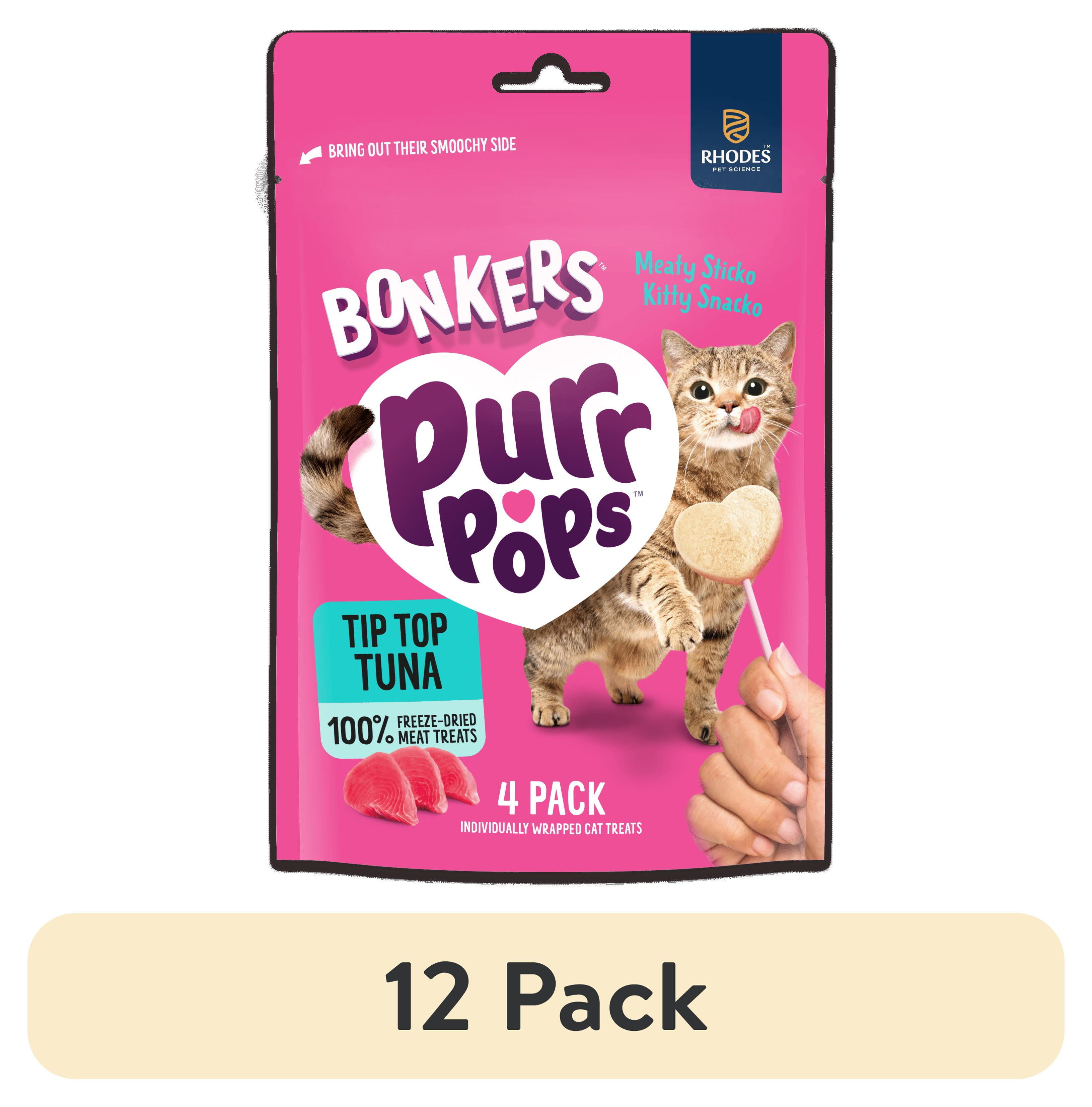 (12 pack) BONKERS Purrpops, Freeze Dried Tuna Flavored Lollipop, Treats ...