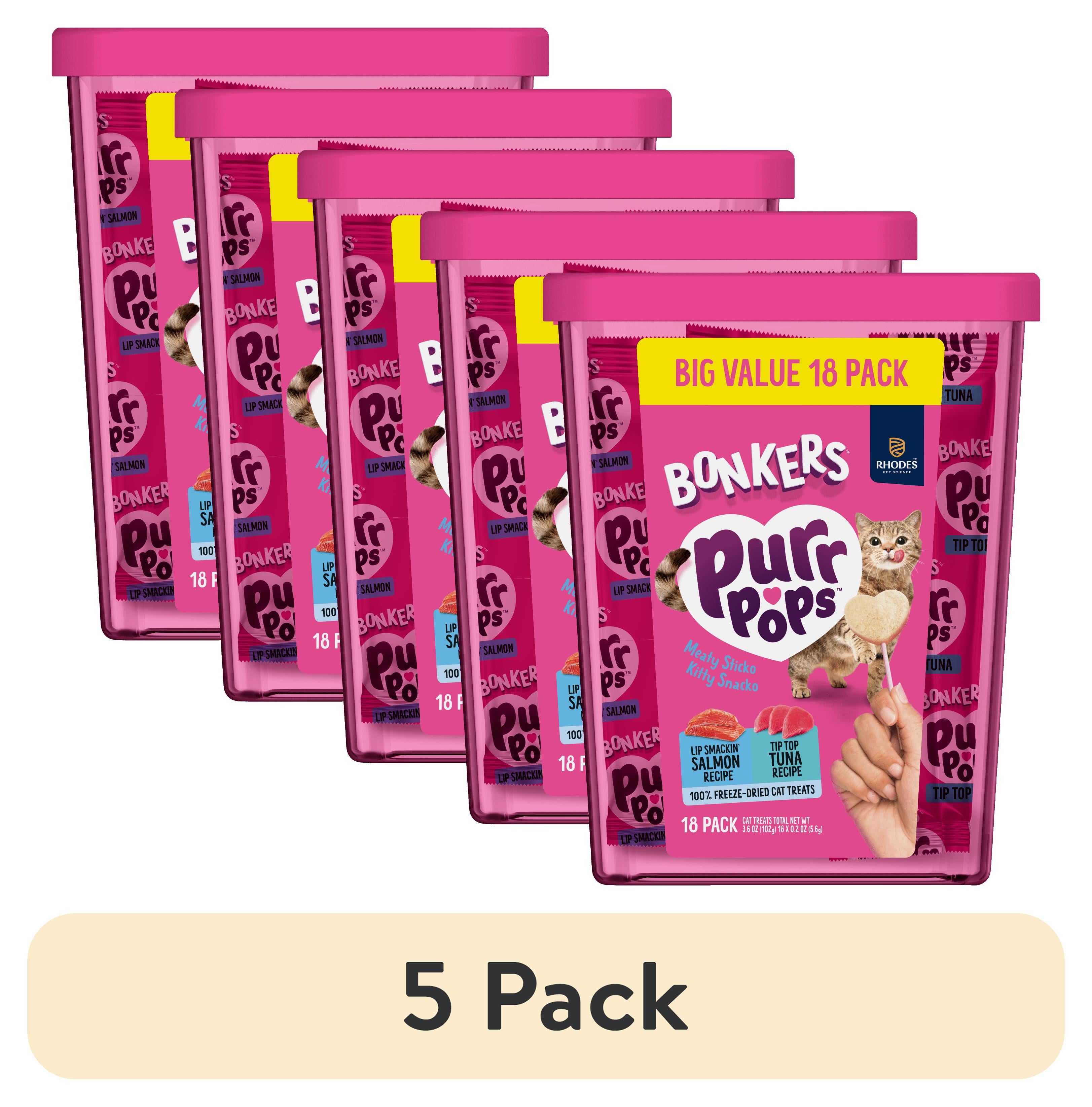 (5 pack) BONKERS Purrpops, Freeze Dried Tuna & Salmon Flavored Lollipop ...