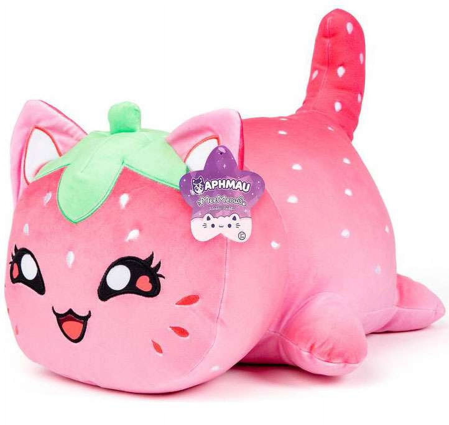 Aphmau Jumbo 18 Inch Strawberry Cat Plush - Large Soft Stuffed Animal ...