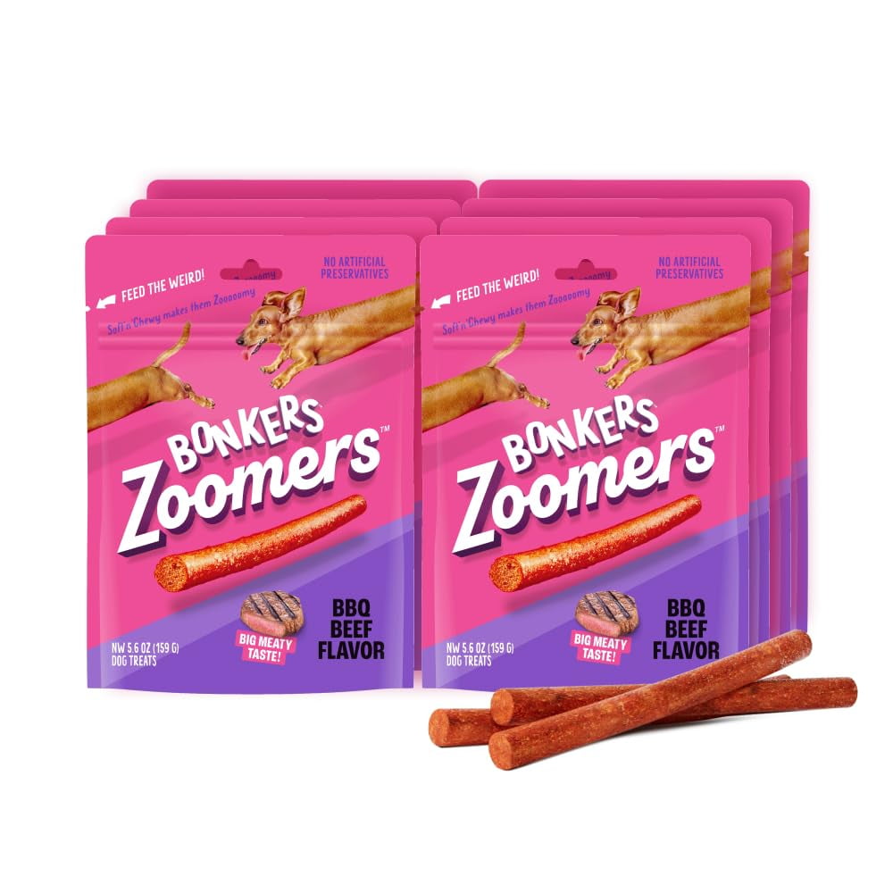 Bonkers Zoomers Soft AJH3 & Chewy BBQ Beef Flavor Dog Treats, Training ...