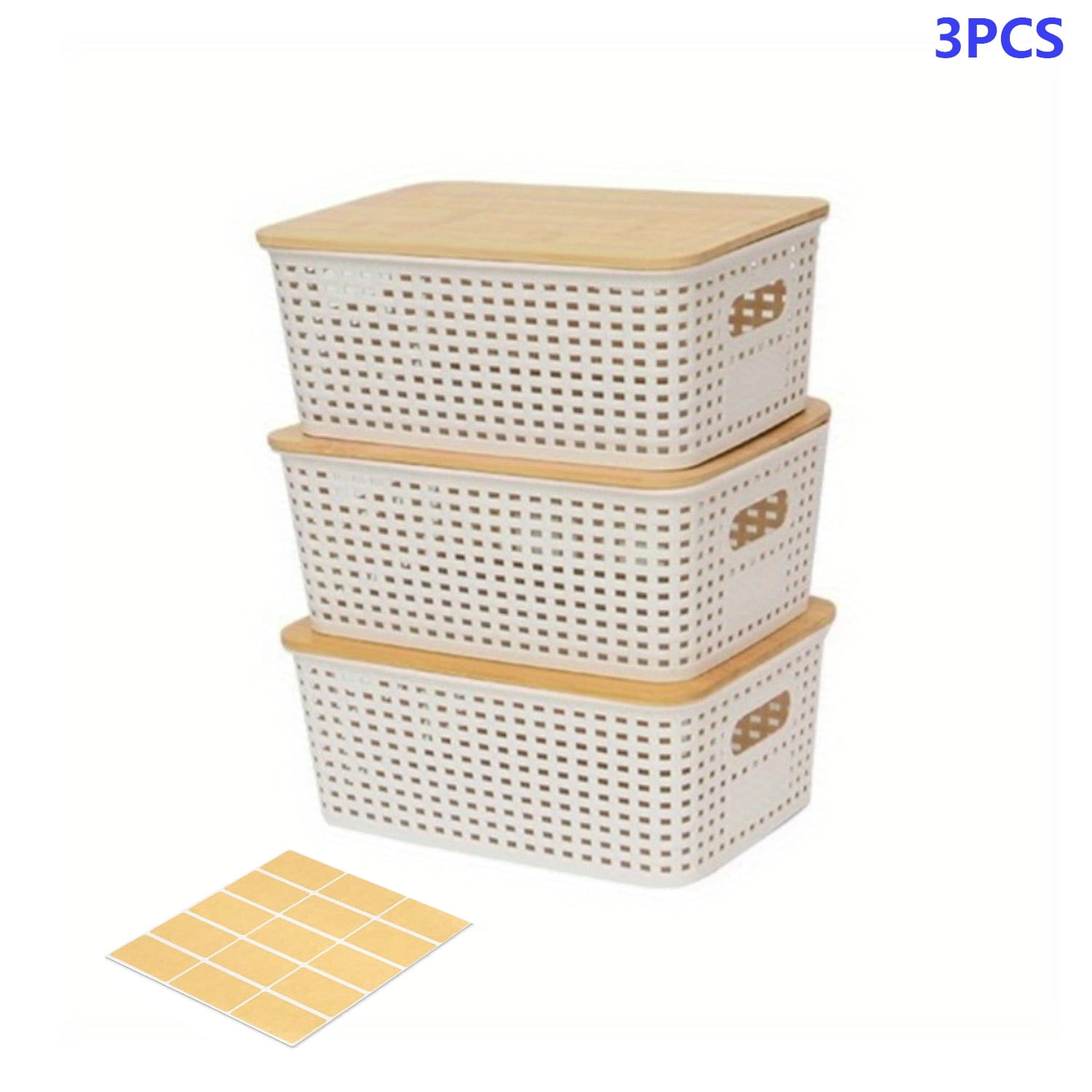Bonlting Small Plastic Storage Bins with Bamboo Lids - Decorative ...