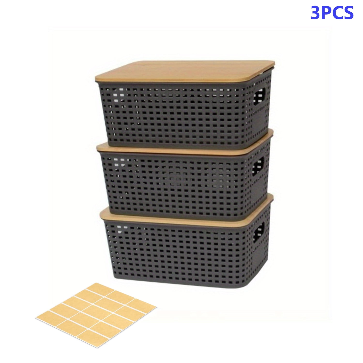 Bonlting Small Plastic Storage Bins with Bamboo Lids - Decorative ...