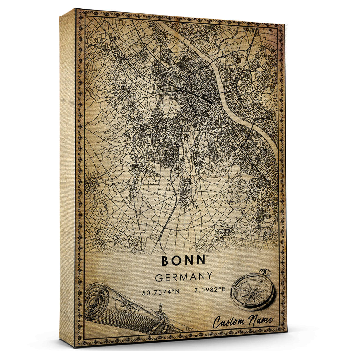 Bonn Map Poster, Germany Map Art Poster, Canvas, Bonn Map City vintage ...