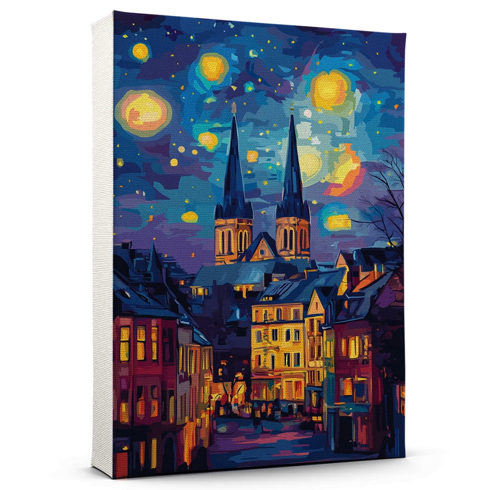 Bonn Travel Canvas Art Print, Germany Wall Canvas Starry Night, Bonn ...