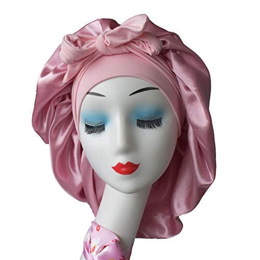 Bonnet Queen Pink Jumbo Large Satin Bonnet Silk Night Sleeping Cap ...