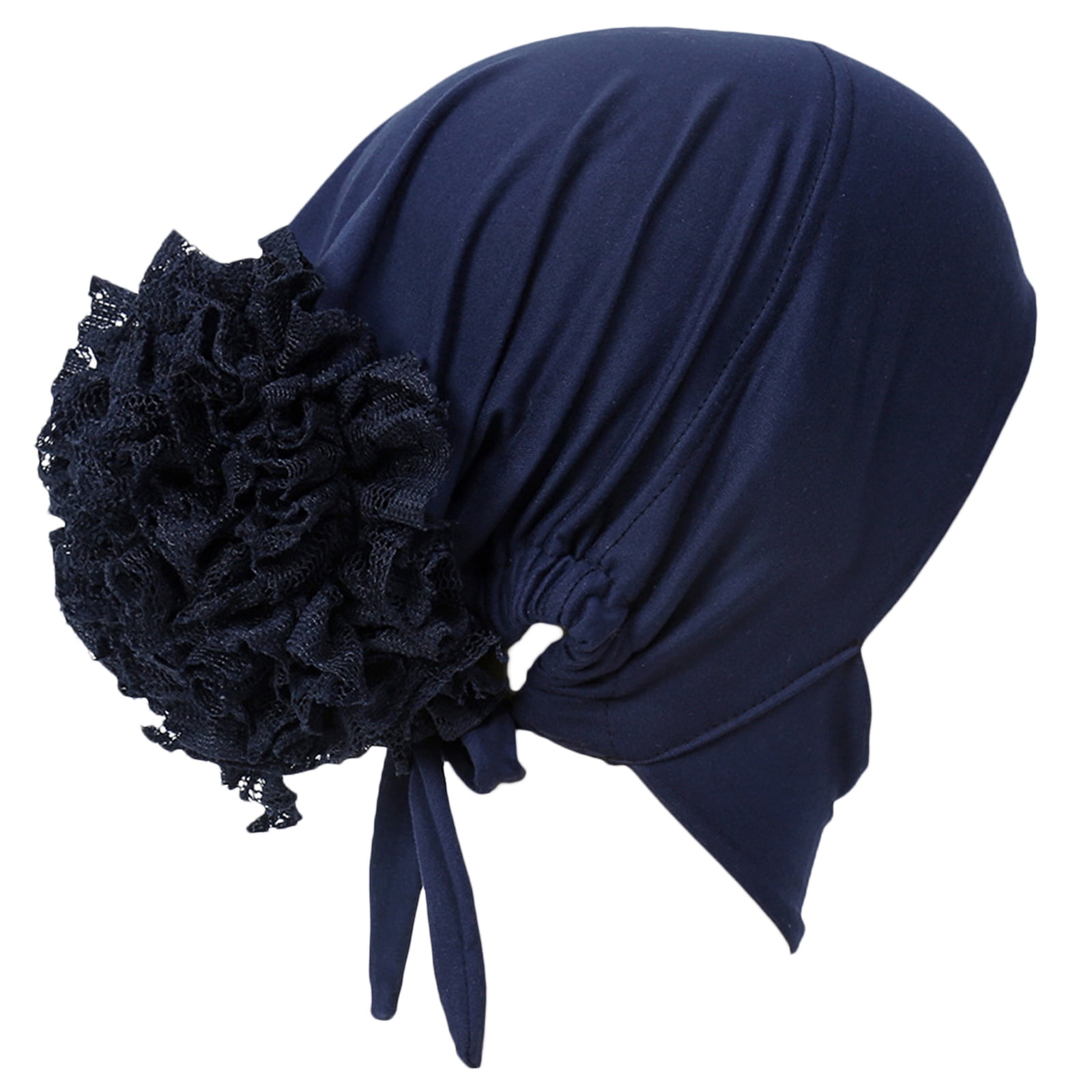 Bonnet Stretch Flower Hijab Hair Wrap Turban Hat for Muslims Women ...