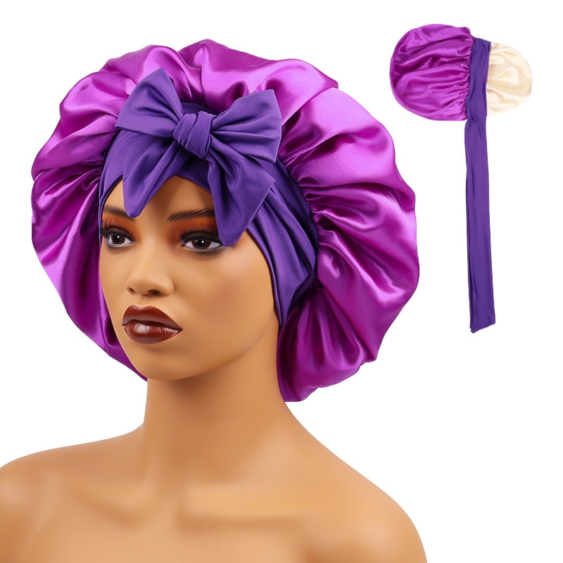 Bonnet with Tie Band Satin Bonnet Silk Bonnet for Sleeping Women, Silk ...