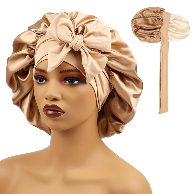 Bonnet with Tie Band Satin Bonnet Silk Bonnet for Sleeping Women, Silk ...