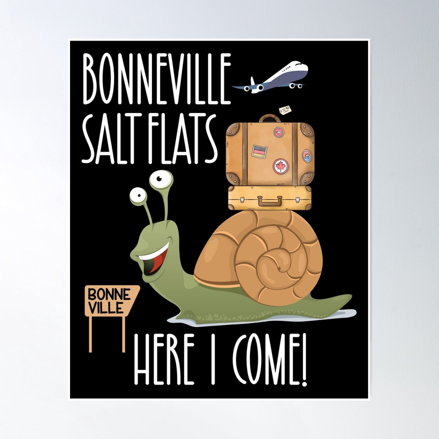 Bonneville Salt Flats Funny Snail Vacation Trip Poster Wall Art, Modern ...