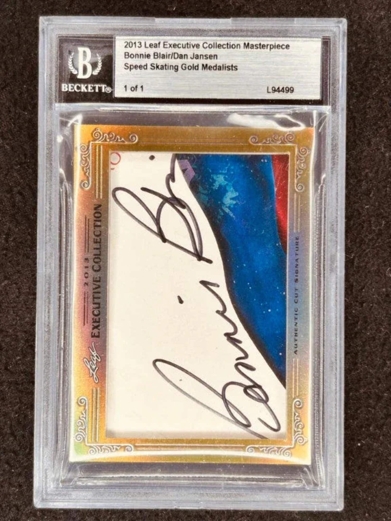 Bonnie Blair and Dan Jansen 2013 Leaf Masterpiece Cut Signature ...