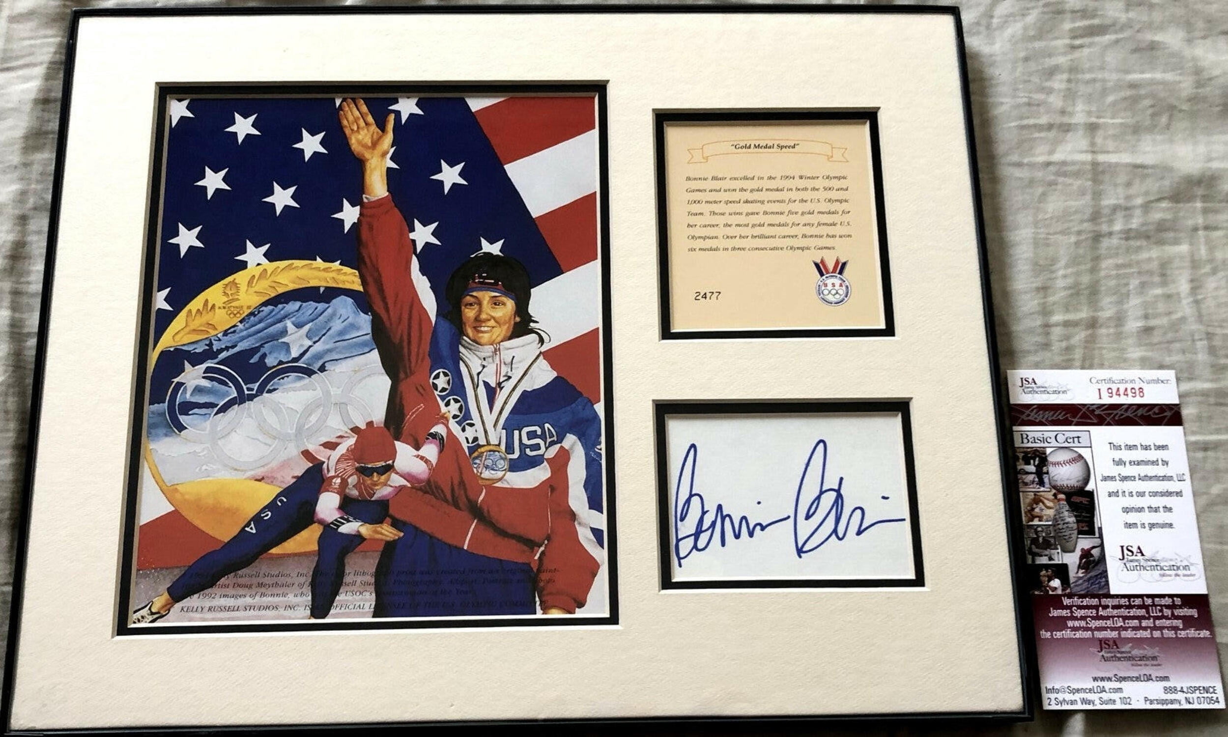 Bonnie Blair autograph framed with Gold Medal Speed Skating 11x14 art ...