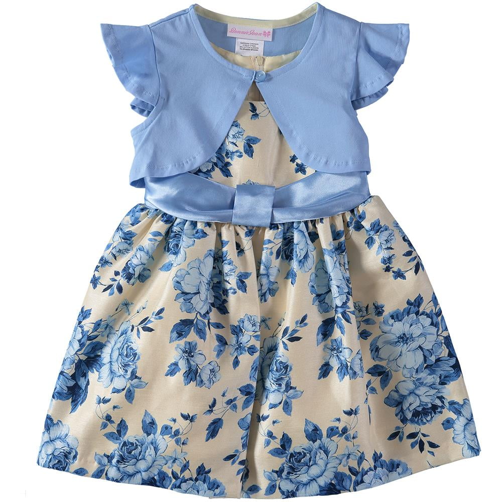 Bonnie Jean Floral Dress with Short Sleeve Cardigan - Walmart.com