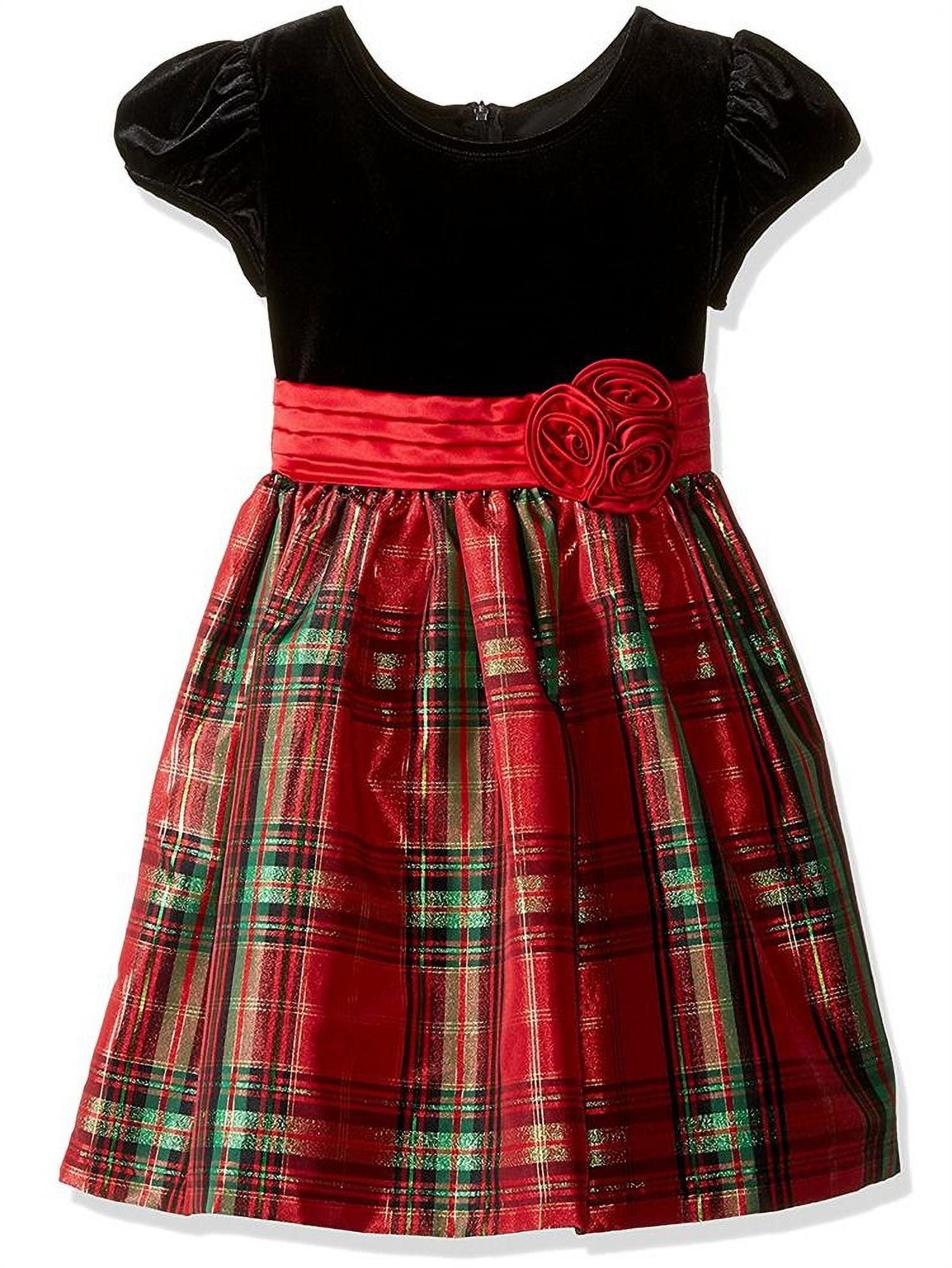 Bonnie Jean Girls 7-16 Plaid Taffeta Dress (Black 16) - Walmart.com