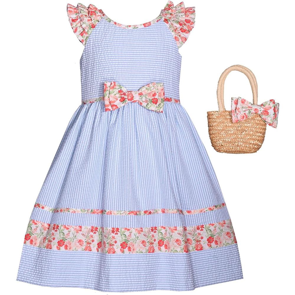 Bonnie Jean Girls 7-16 Seersucker Bow Dress and Basket Purse - Walmart.com