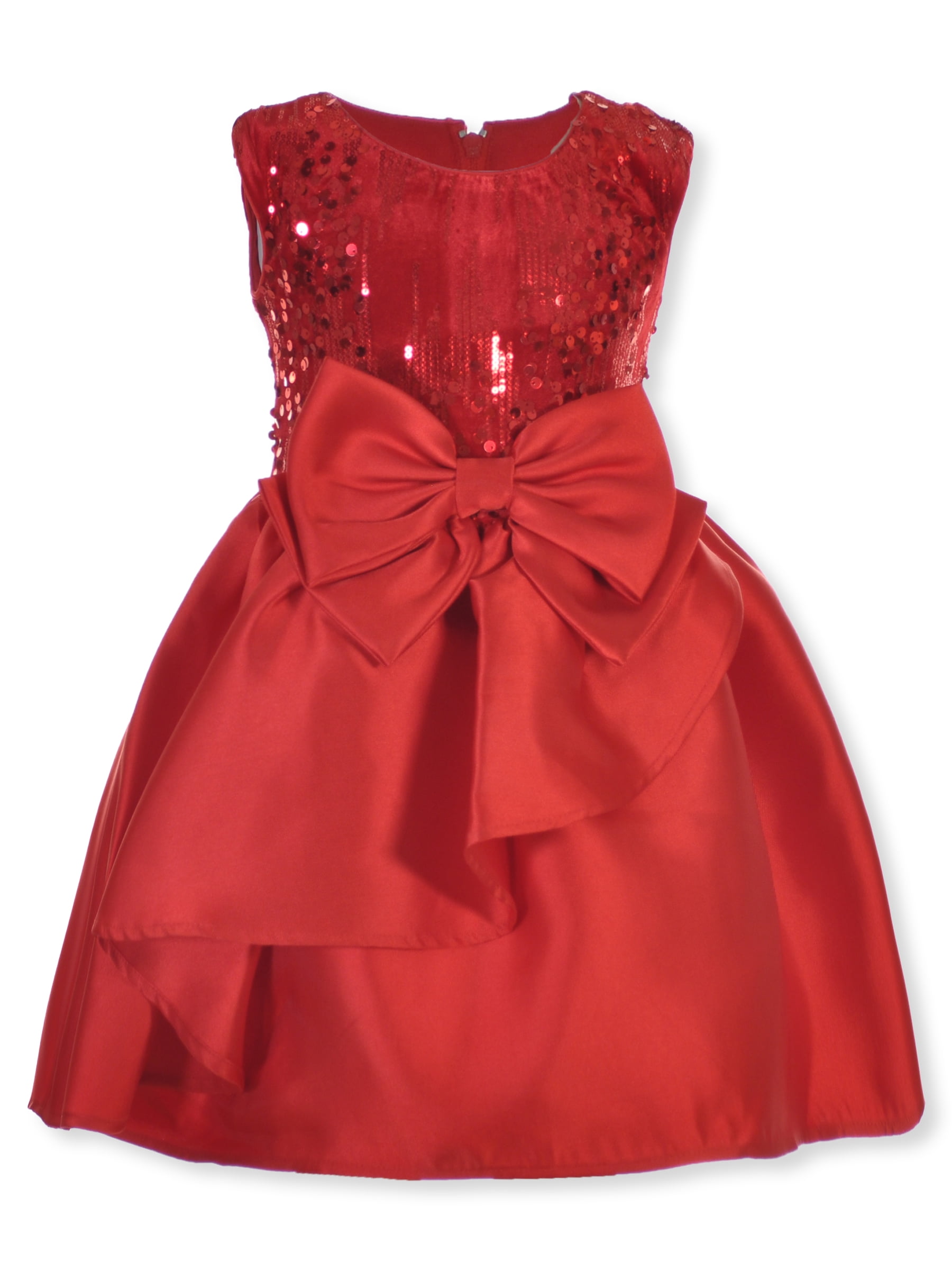 Bonnie Jean Girls' Rose Bow Dress - red, 4 (Little Girls) - Walmart.com
