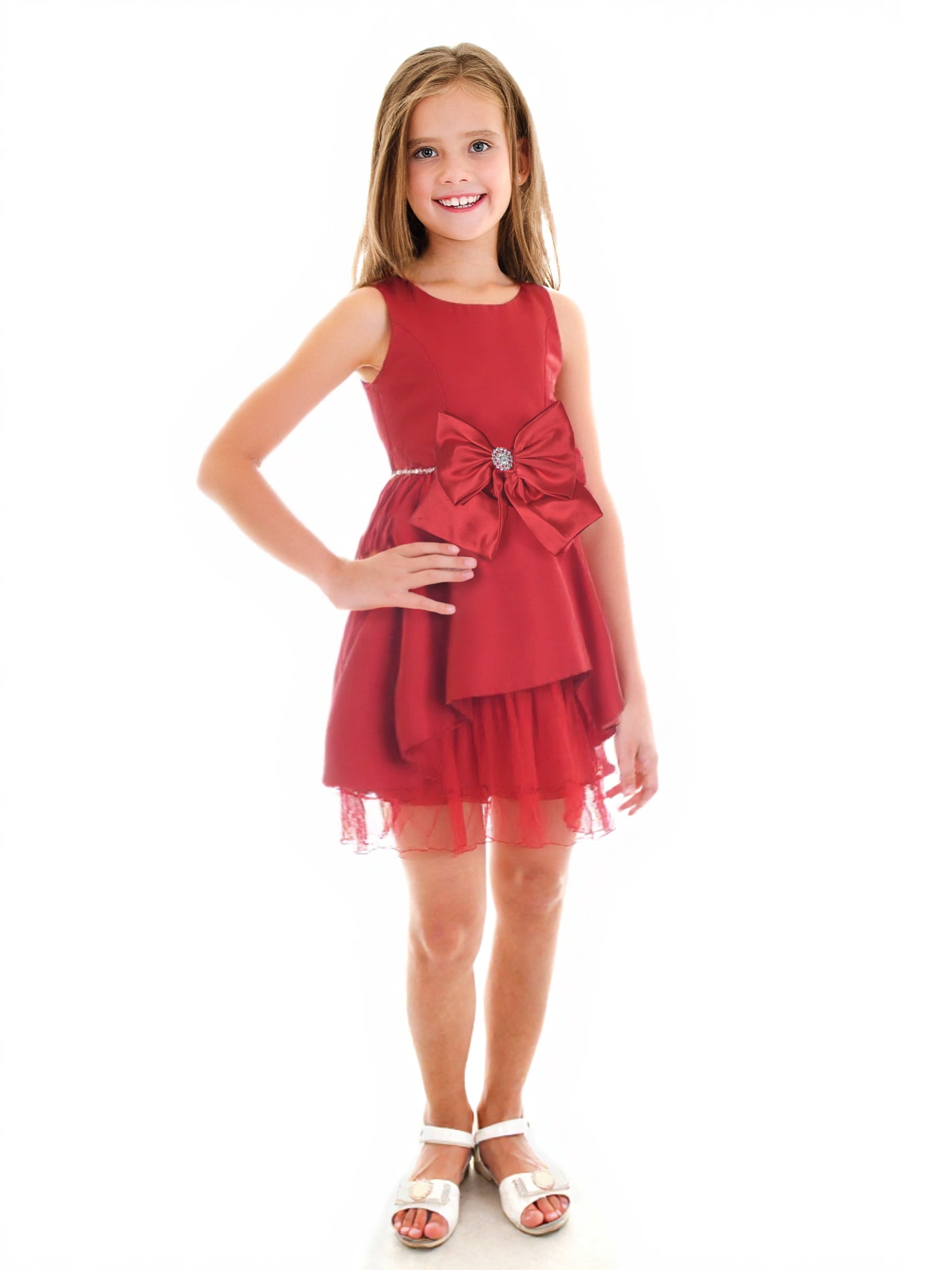 Bonnie Jean Girls' Sleeveless Mikado Dress Color: red Size: 8 - Walmart.com