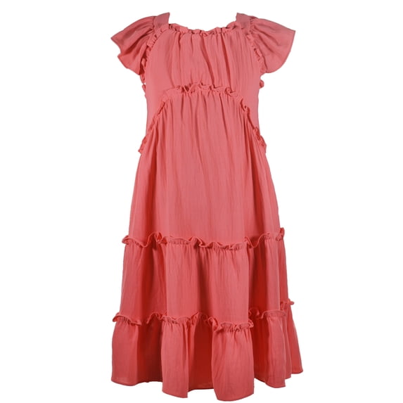 Bonnie Jean Girls' Tiered Dress Color: coral Size: 14 - Walmart.com