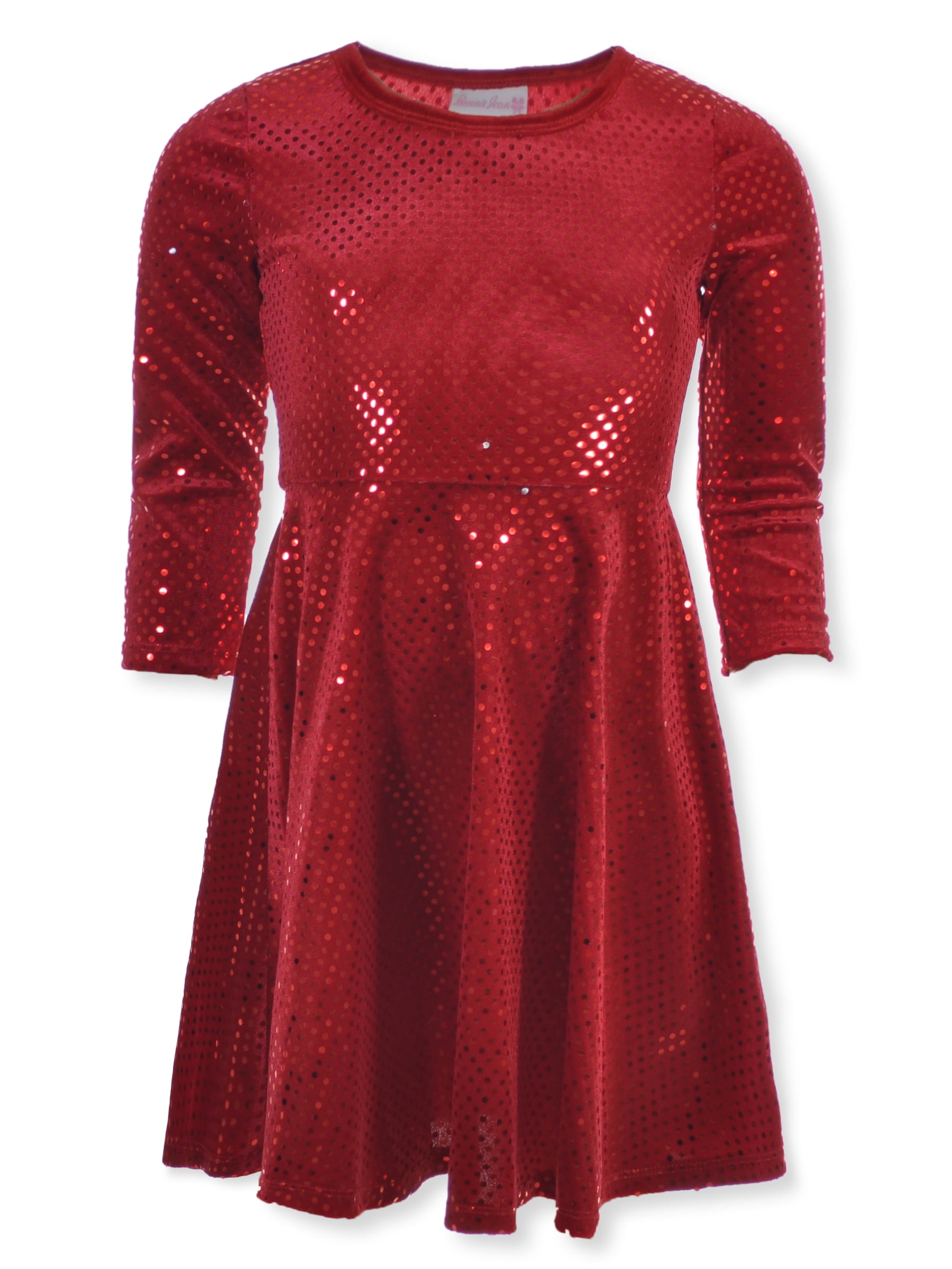 Bonnie Jean Girls' Velour Dress - red, 8 (Big Girls) - Walmart.com