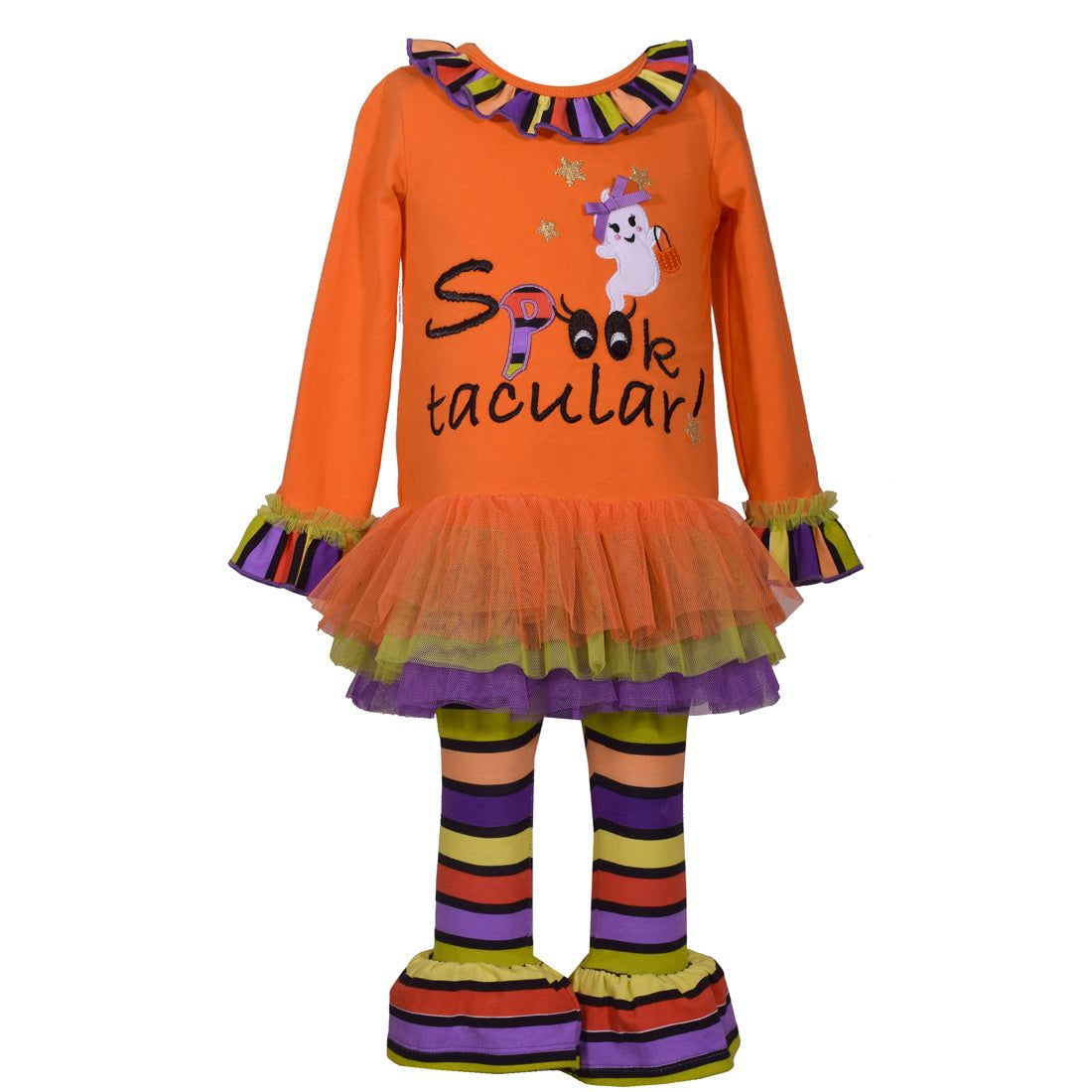 Bonnie Jean Little Girls Orange Halloween Ghost Spooktacular 2 Pc ...