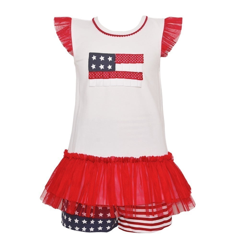 Bonnie Jean Little Girls Red Ruffle American Flag 2 Pc Shorts Outfit 5 ...